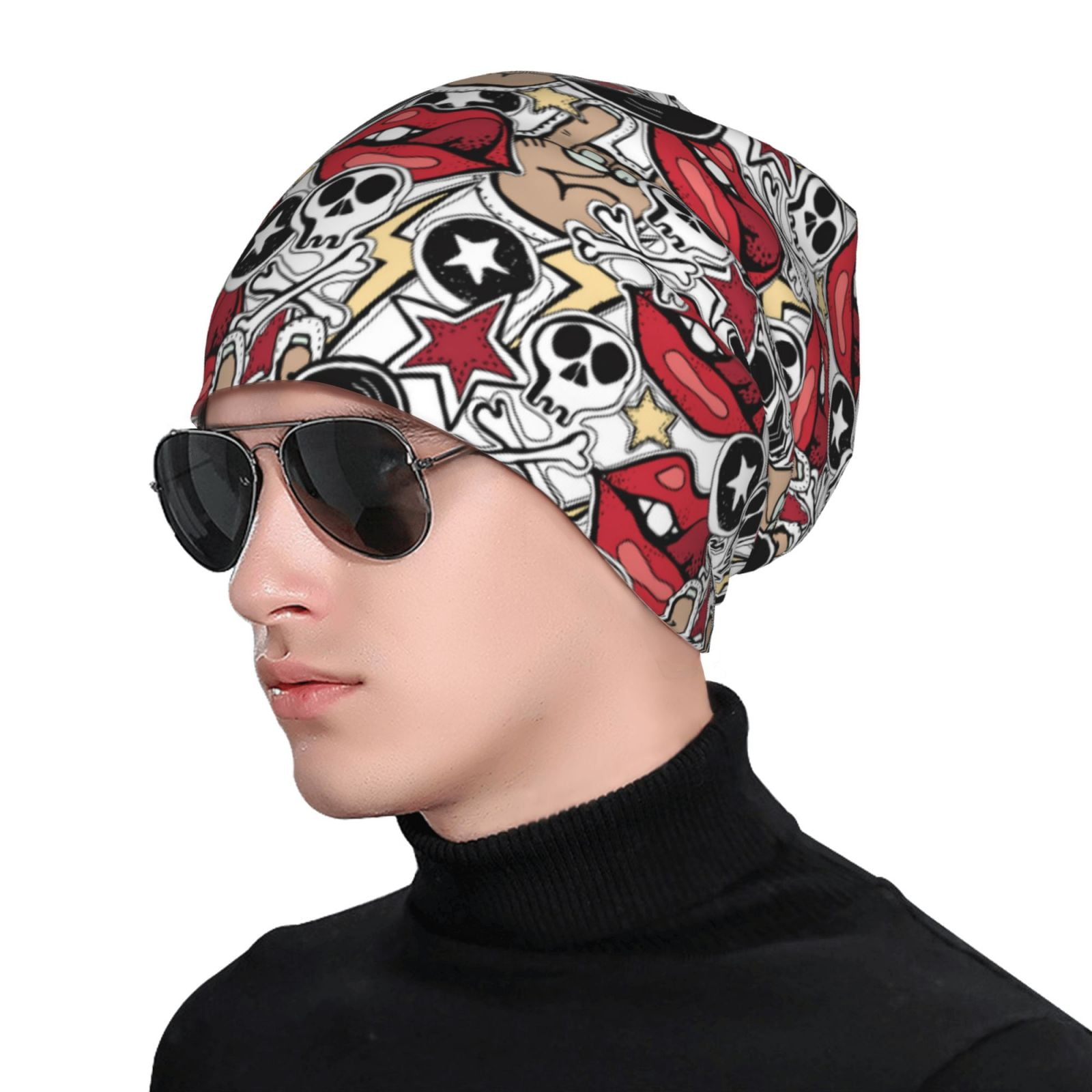 Beanies Hats for Men Women - Funny lip skull Soft Breathable Chemo ...