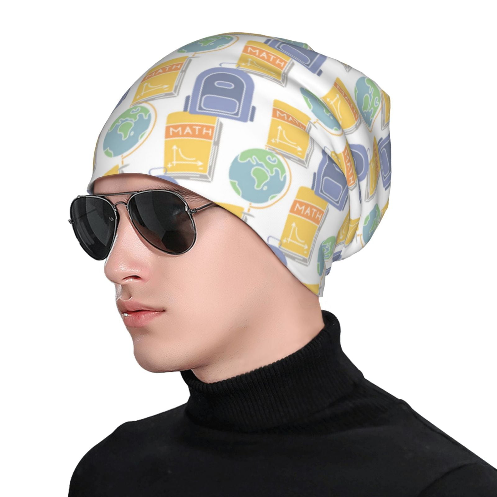 Beanies Hats for Men Women - Math book globe Soft Breathable Chemo Headwear for Women Men ...
