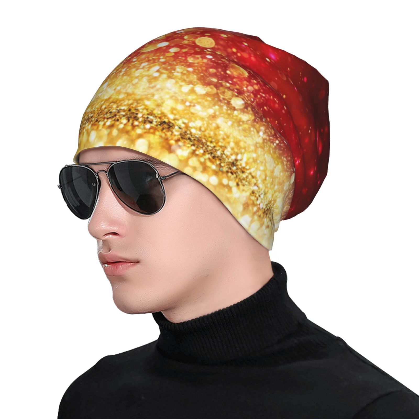 Beanies Hats for Men Women - Red Gold Glitter Soft Breathable Chemo ...