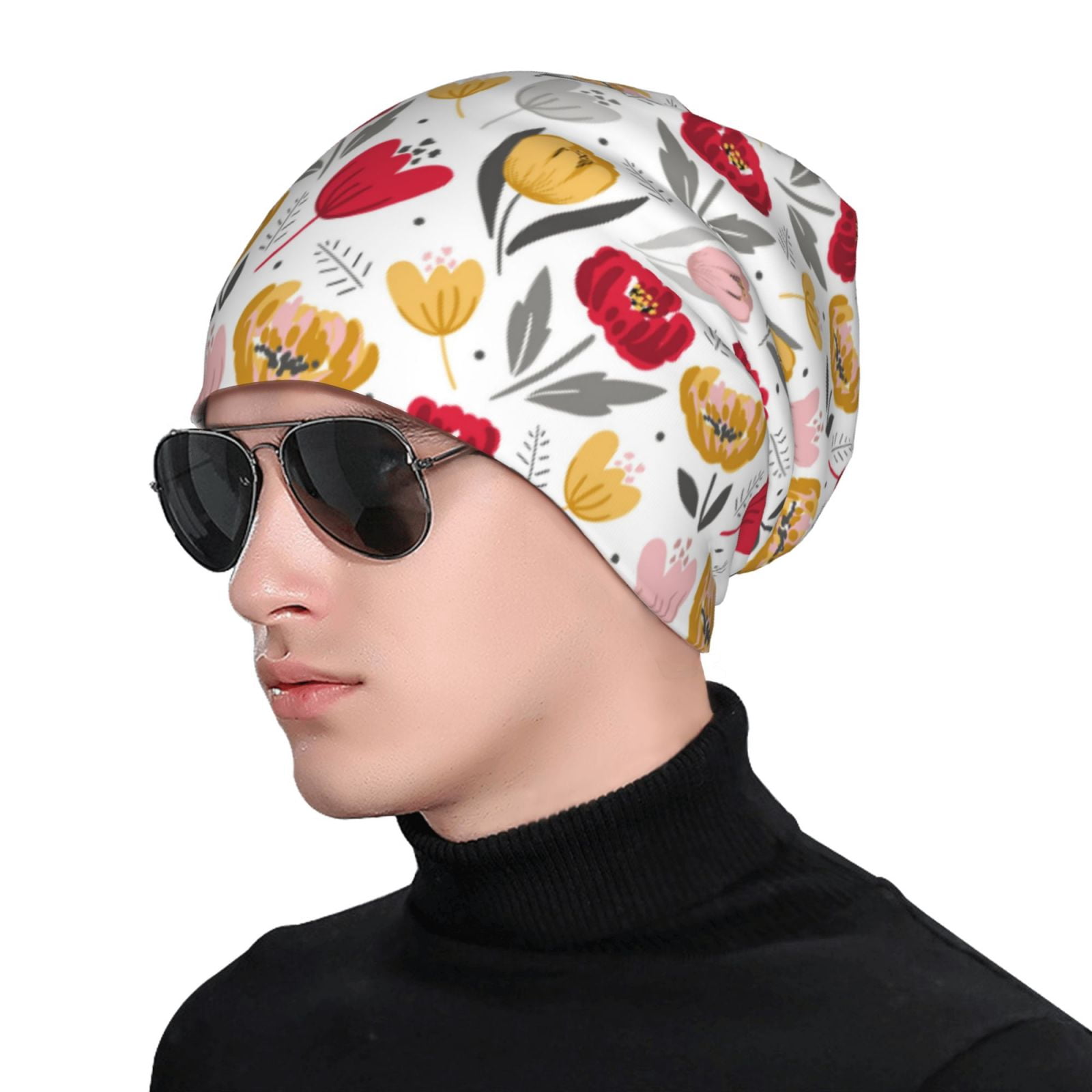 Beanies Hats for Men Women - Tulips Flowers Red Yellow Soft Breathable ...