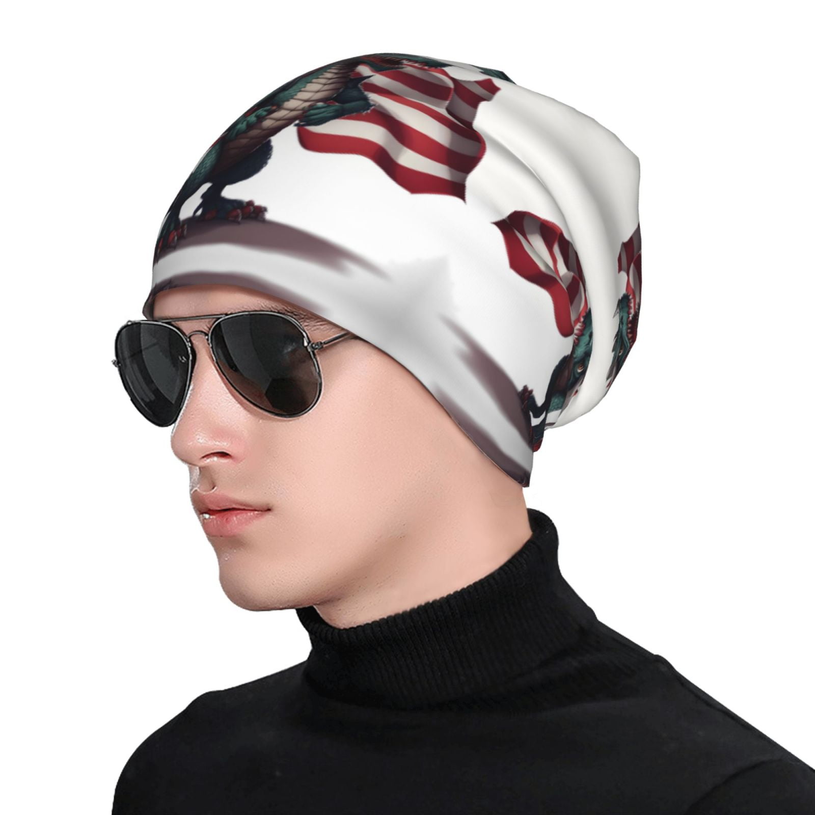 Beanies Hats for Men Women - USA Patriotic Dragon Soft Breathable Chemo ...