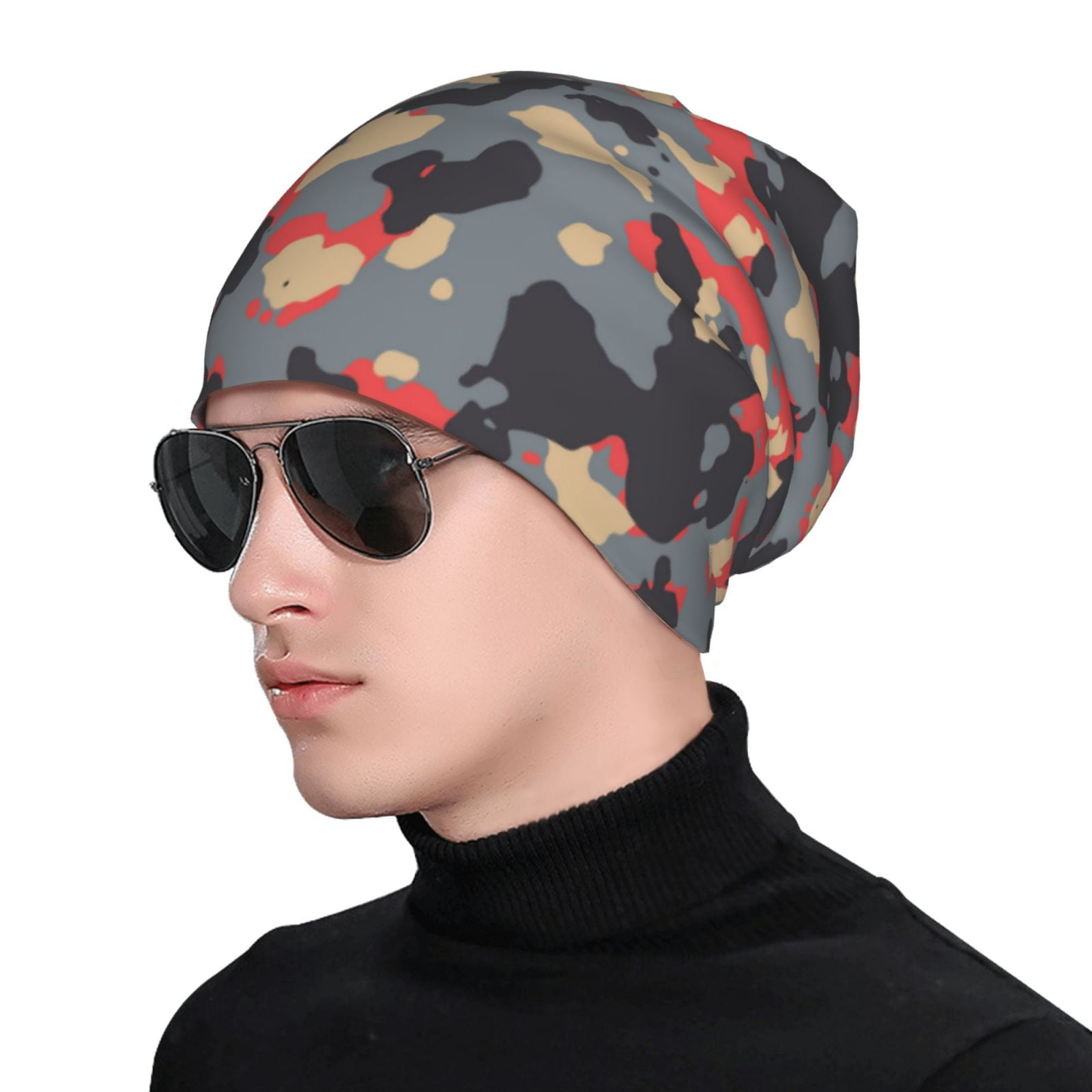 Beanies Hats for Men Women - black Camouflage red Soft Breathable Chemo ...
