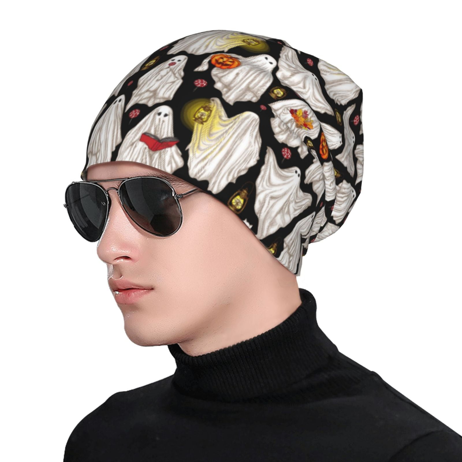 Beanies Hats Men Women - funny ghost halloween Unisex Breathable Skull Caps, Soft Winter Hat ...