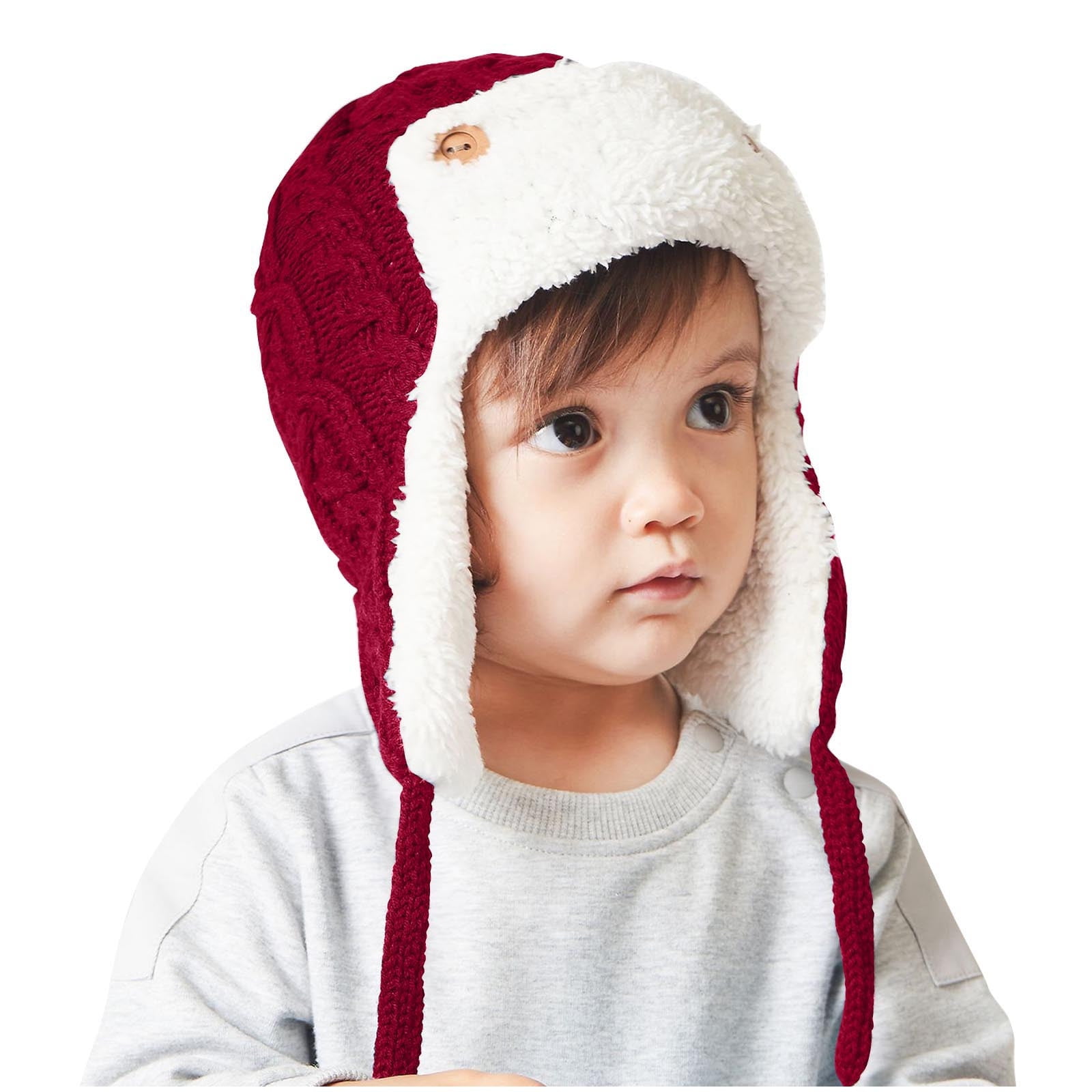 Beanies Hats for Boys Girls with Earflap Straps 0-3 Years Toddlers Cute ...