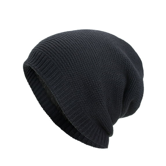Beanies Hats for Men Thermal Warm Fleece Lined Slouch Skull Cap Mens ...
