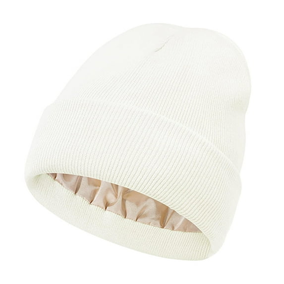 Beanies Women Satin Lined Beanie Men Knit Silk Lined Winter Gift Hats ...