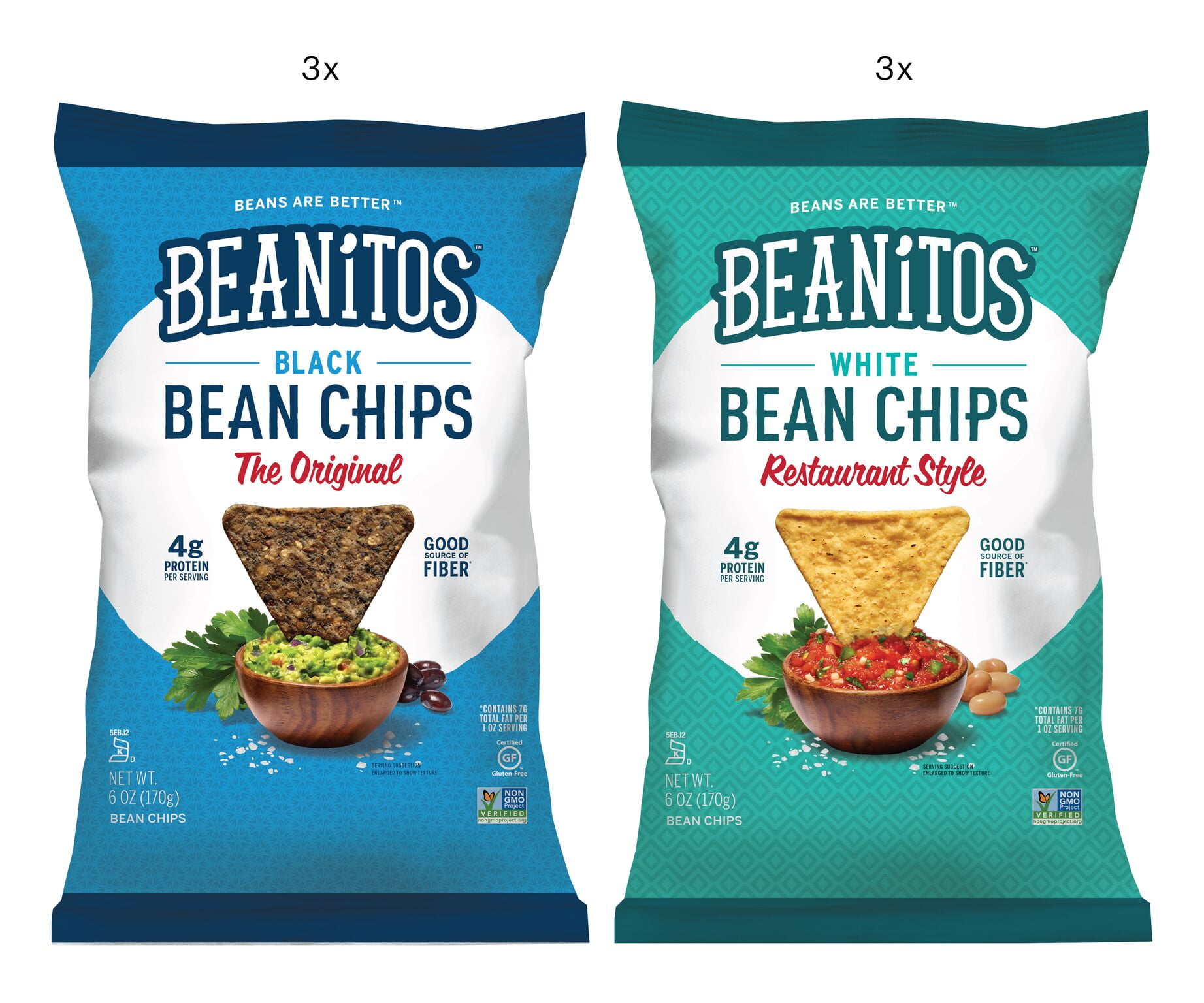 Beanito's Basic Beans Variety Pack, 5.5 oz, 6 Bags - Walmart.com