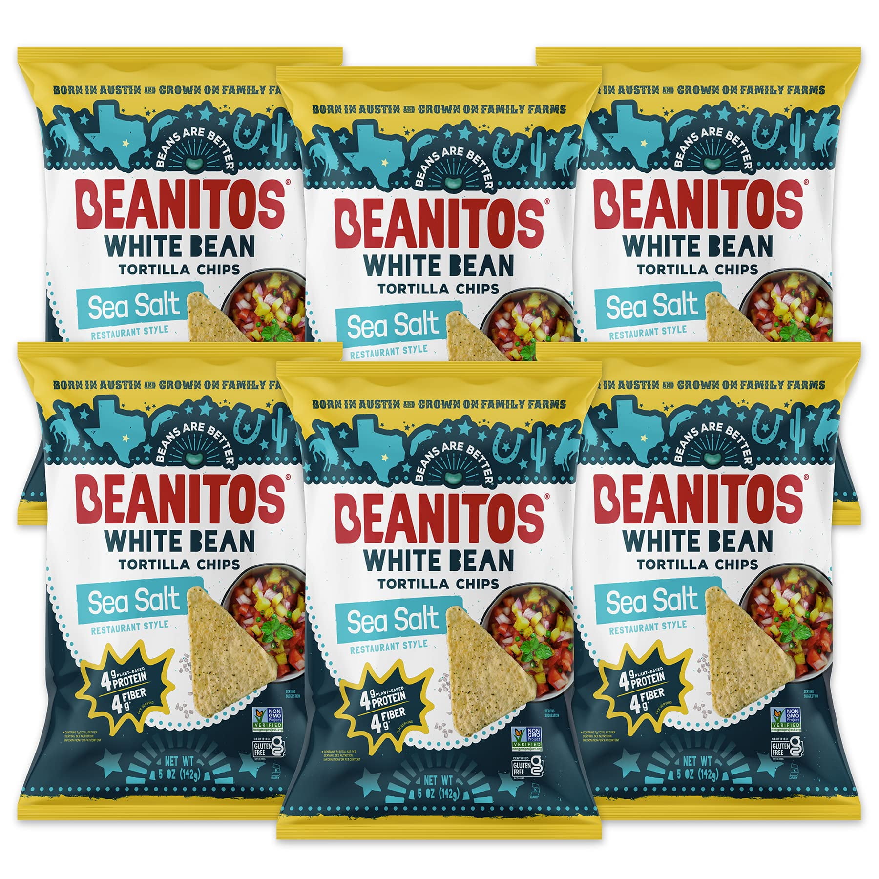 Beanitos Bean Chips - BCF26 Restaurant Style Sea Salt - (6 Pack) 5 oz ...