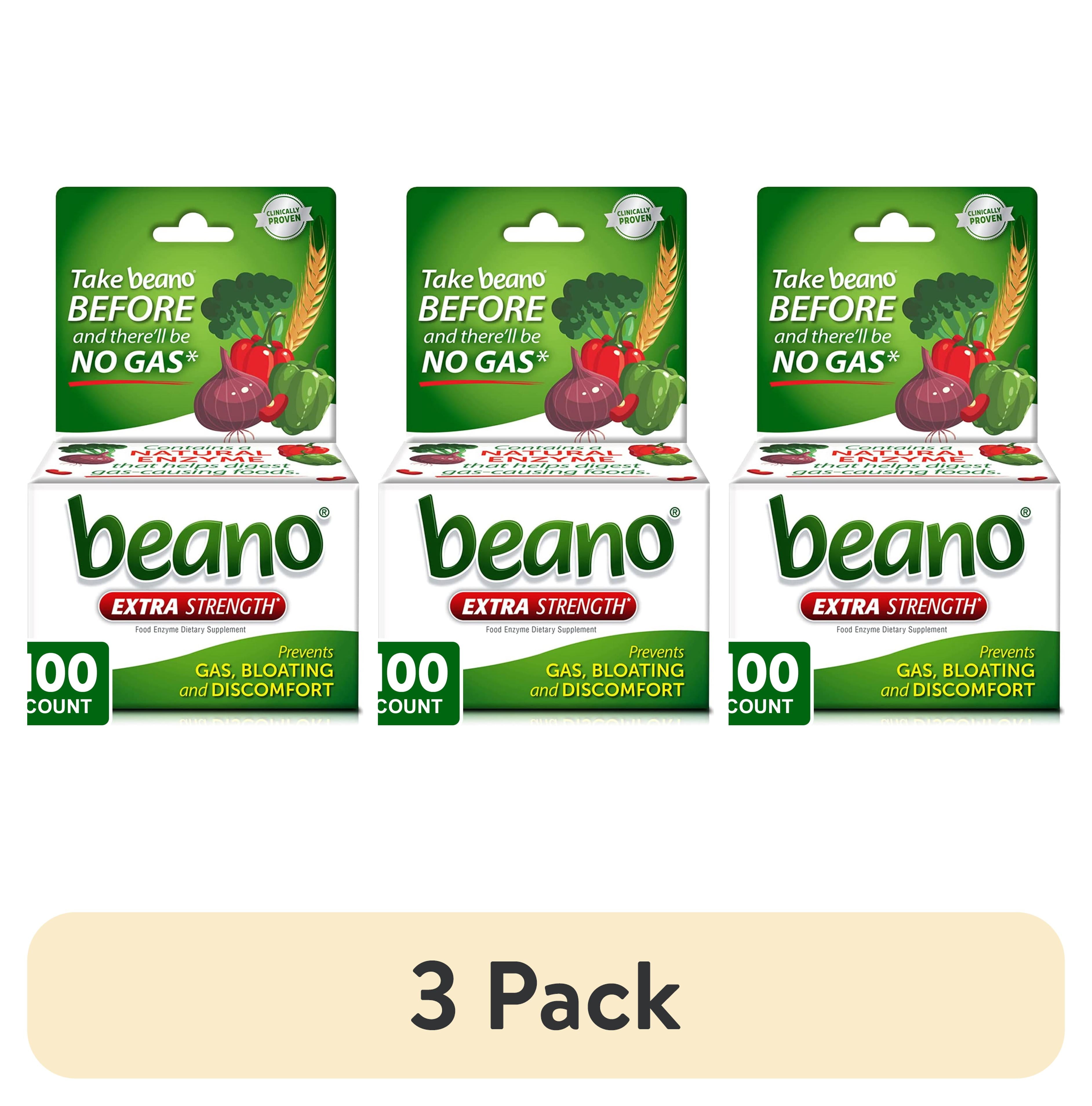 (3 pack) Beano Digestive Enzyme, Gas Prevention & Digestive Enzyme Supplement, 100 Count ...