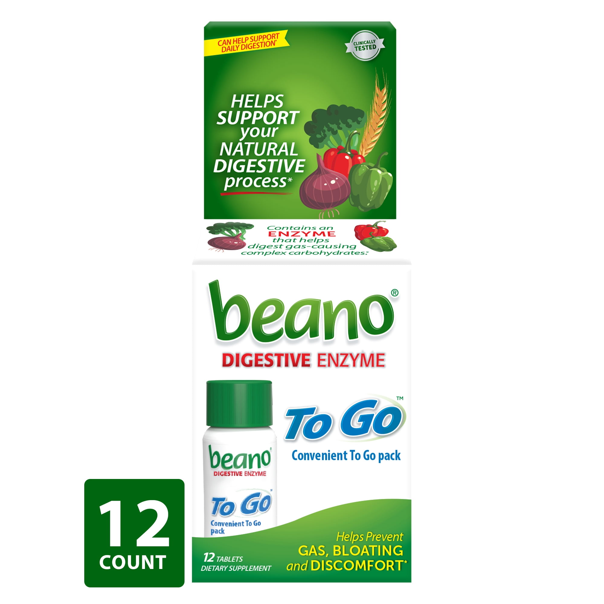 Beano To Go, Anti-Gas and Stomach Bloating Relief Digestion Pills,12 ...