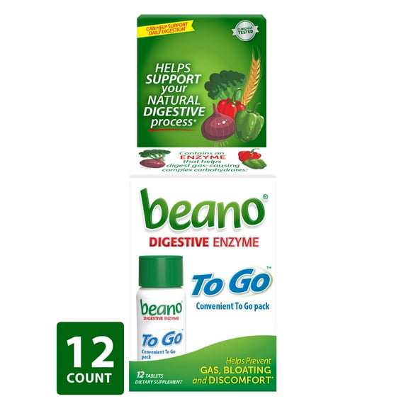 Beano To Go, Anti-Gas and Stomach Bloating Relief Digestion Pills,12 ...