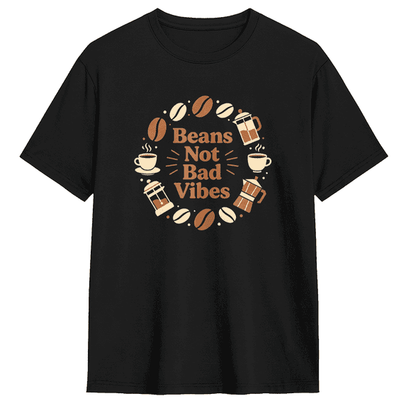 Beans Not Bad Vibes Coffee Quote Retro Graphic Tee for Men and Women ...