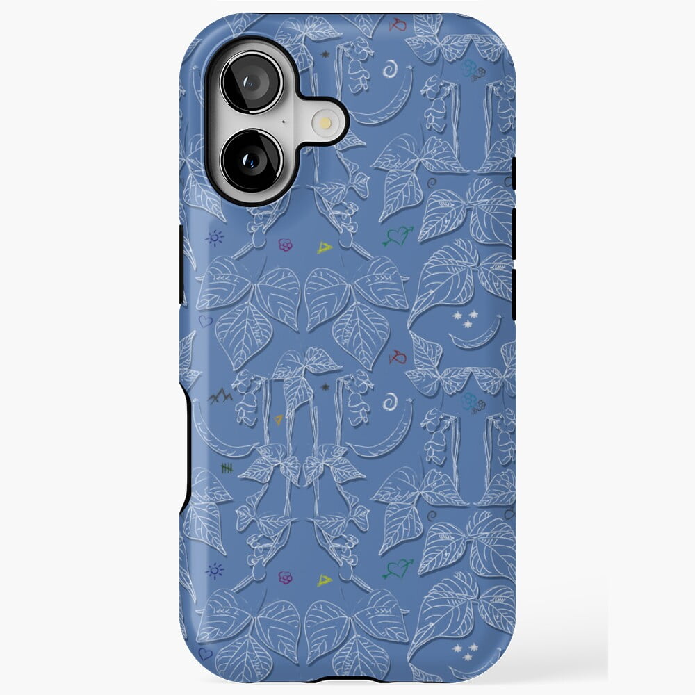 Beanstalk Chalk Blue Retro Minimal Abstract Pattern iPhone Tough Case 11 12 13 14 15 16 17 Pro ...