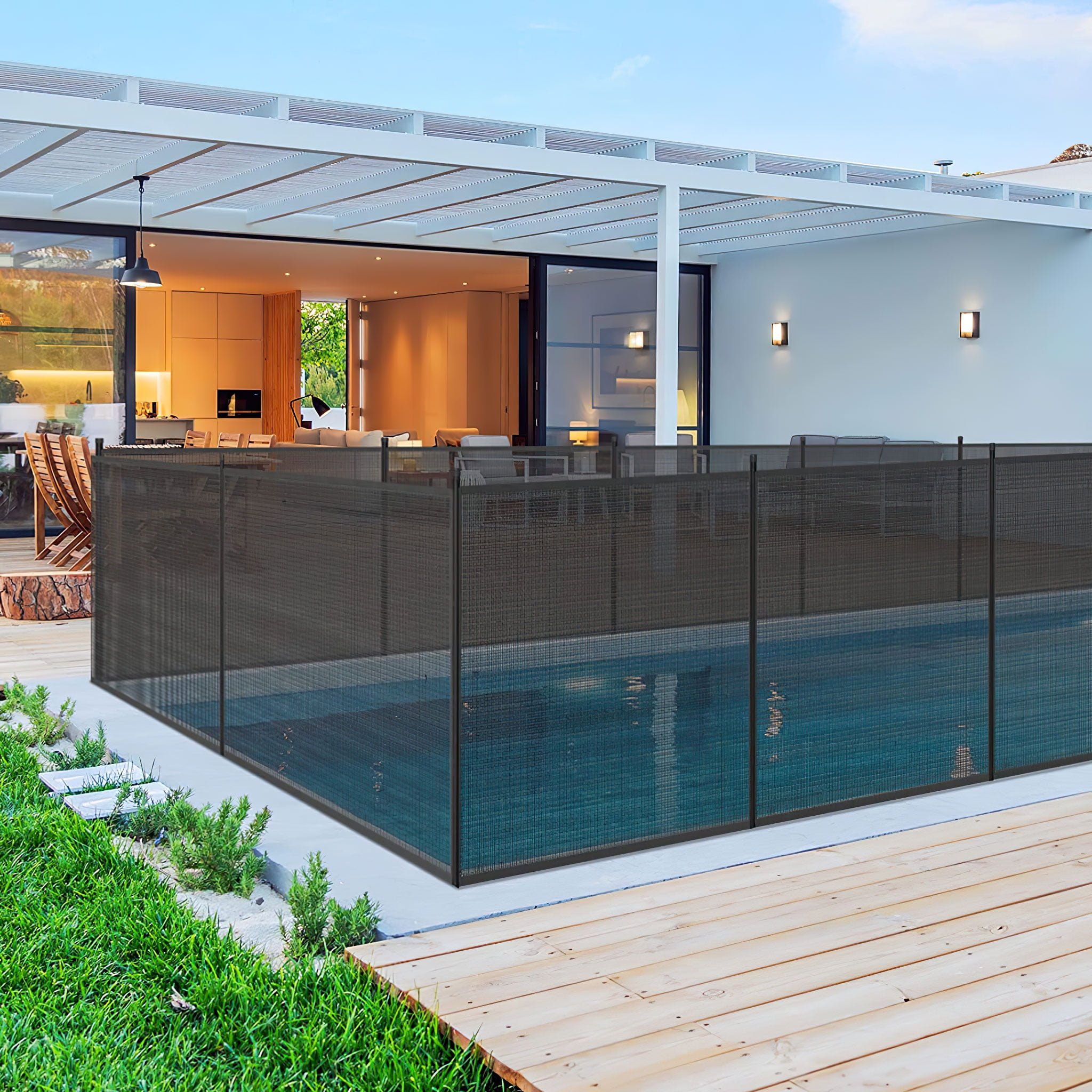 Beaquicy 4 x 72 Ft Child Safety Pool Fence, Removable Mesh, Inground ...