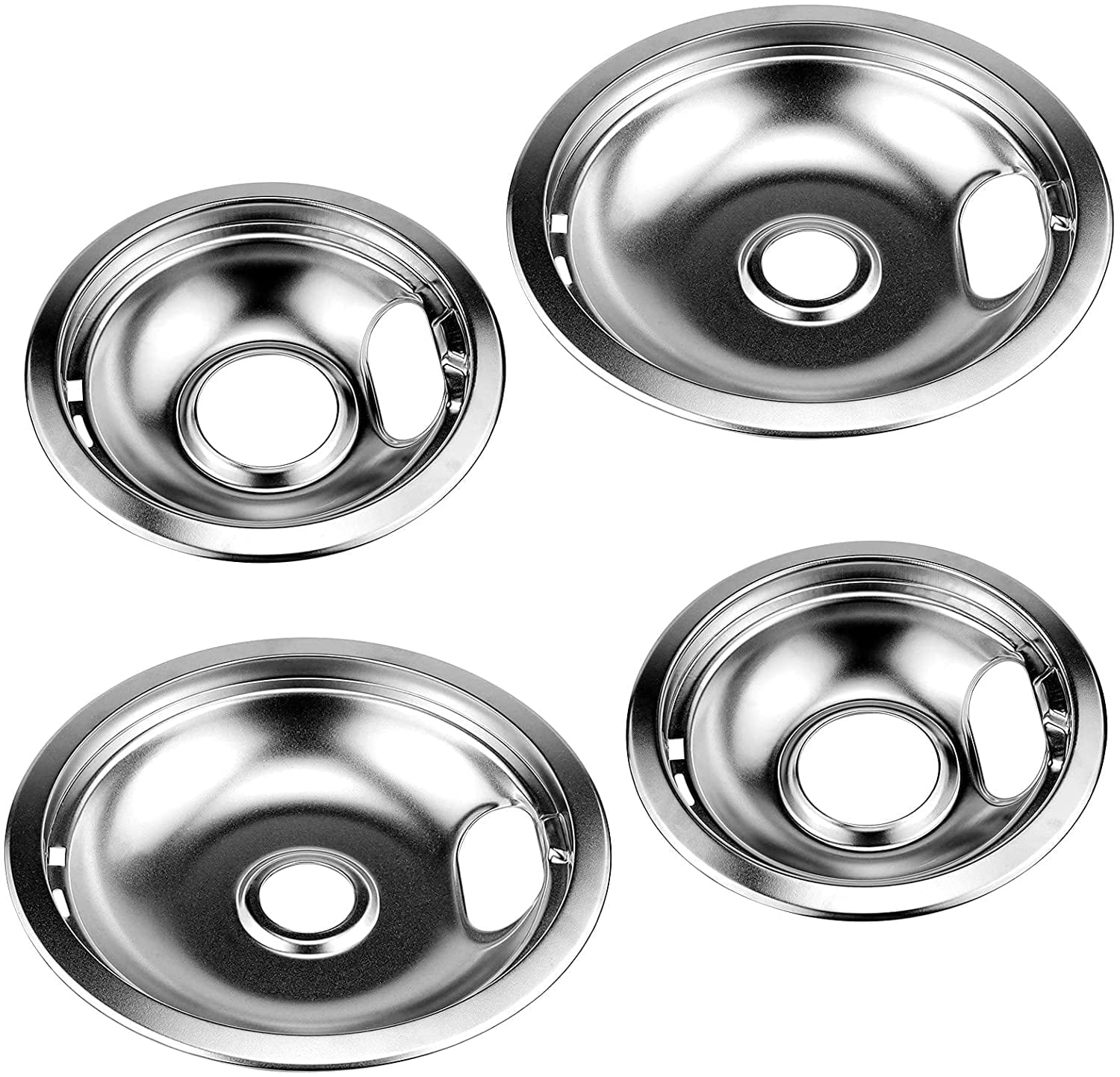 "Beaquicy Chrome Range Drip Pans, Replacement Set for Electric Stoves ...