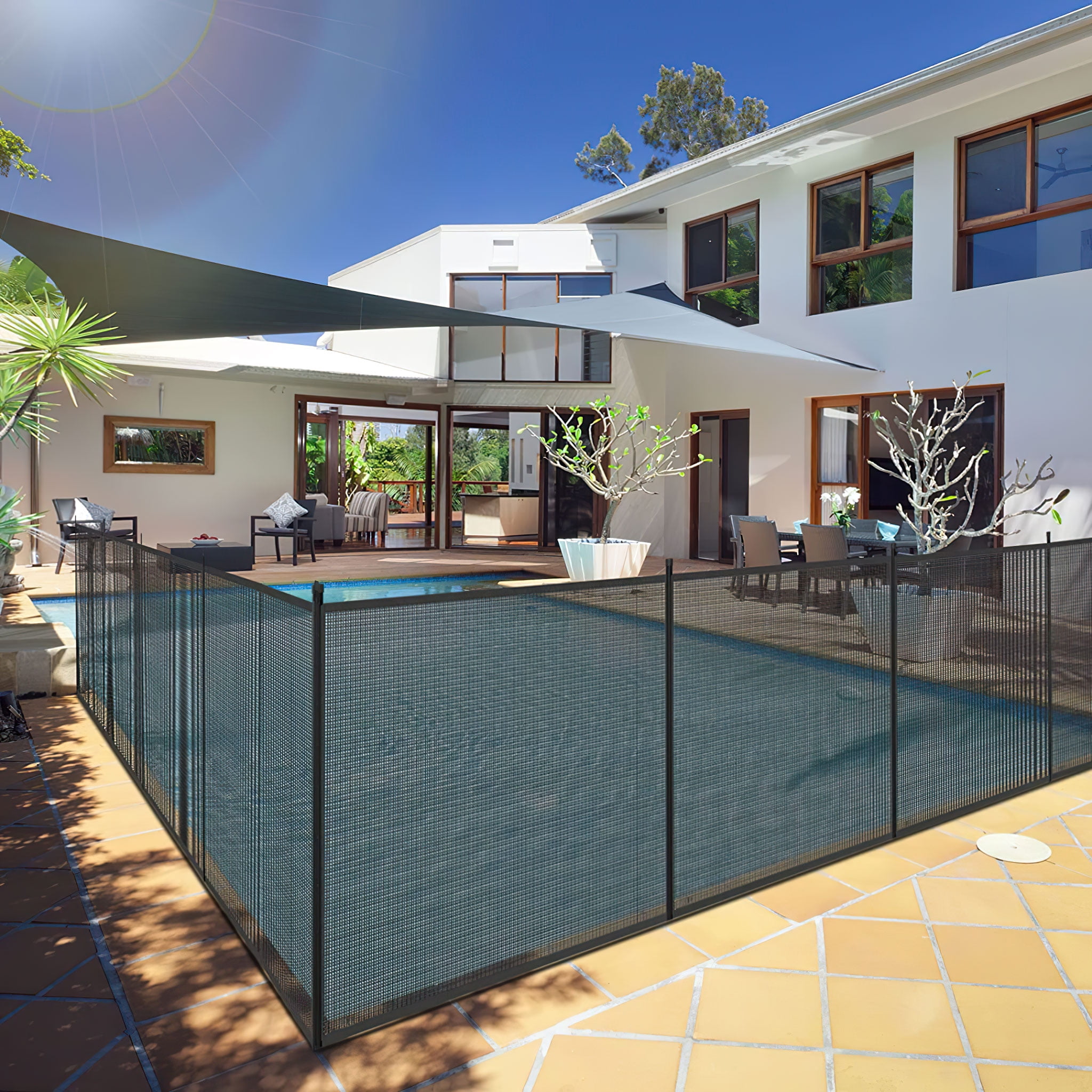 Beaquicy Durable Ground Yard Safety Privacy Pool Fence 4' x 12 ...