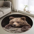 Bear 3' Round Rug for Bathroom Accent Bedside Corner, Country Rustic ...