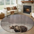 Bear 5FT Round Area Rugs for Living Room Farmhouse Rustic Animals ...