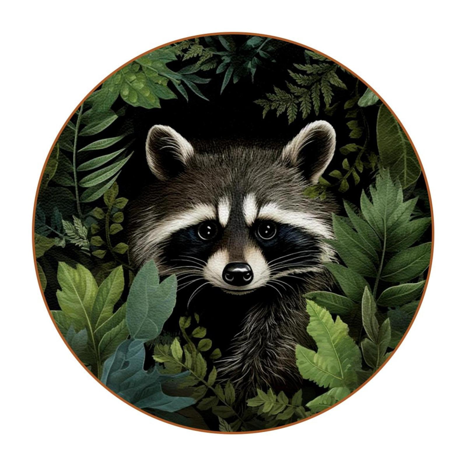 Bear 6PCS Round Coasters Microfiber Leather Set of 6 Drink Coasters ...