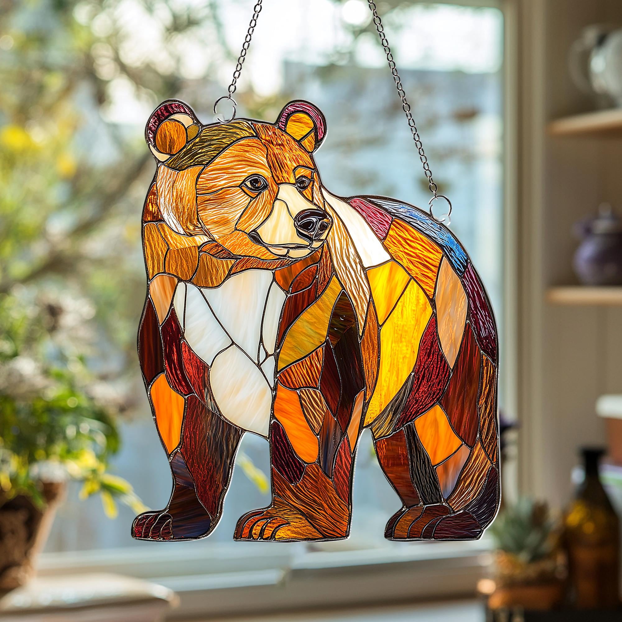 Bear Acrylic Suncatcher, Forest Wildlife Window Hanging Nature Decor ...