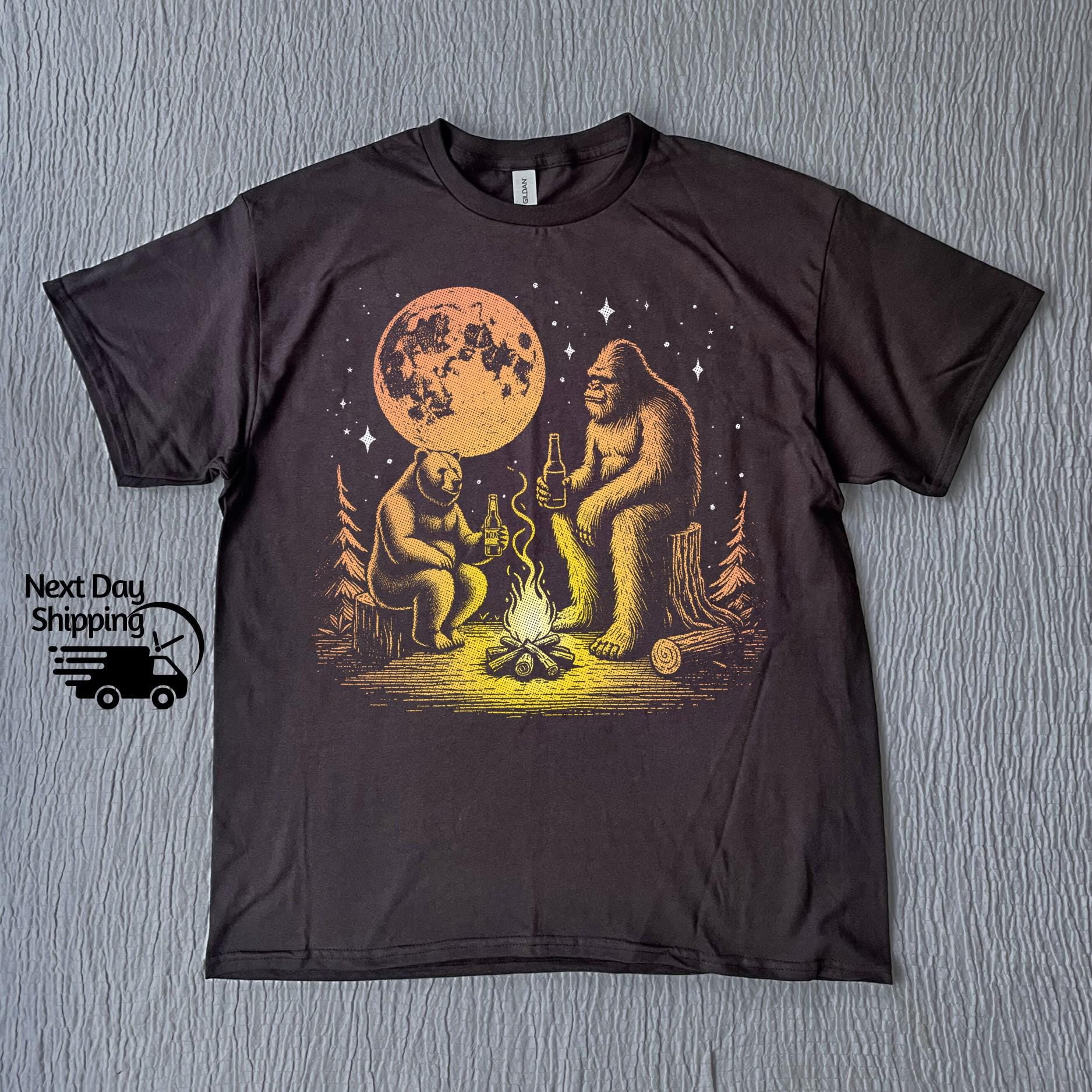 Bear And Bigfoot Drinking Beer Funny 90s Shirt, T-shirt, Shirt, Retro ...