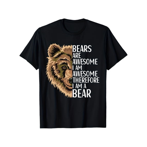 Bear Apparel Men's & Women's Unisex Grizzly Bear "BEARS ARE AWESOME" T ...