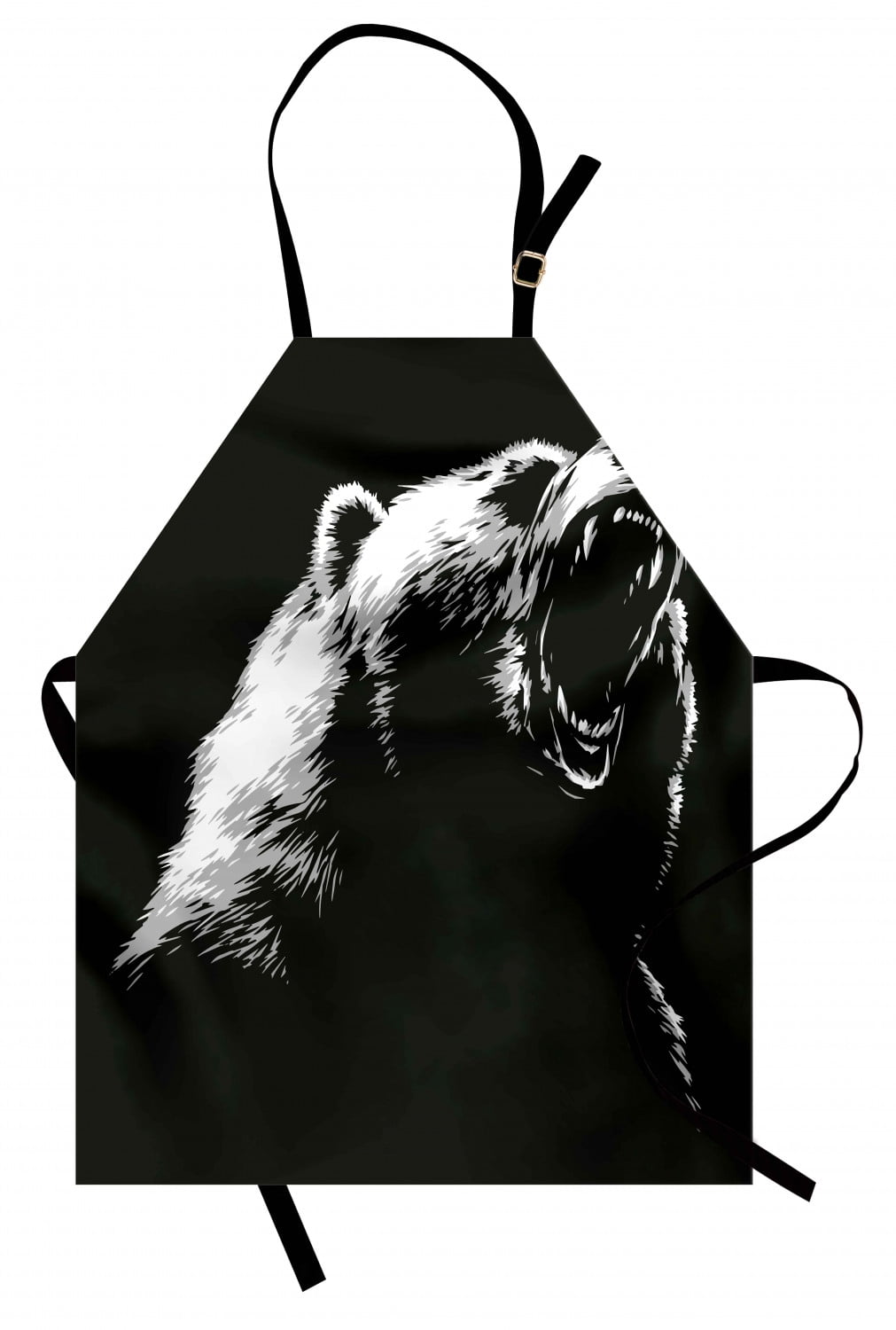 Bear Apron Sketch Line Art Style Roaring Carnivore Fur and Fangs ...