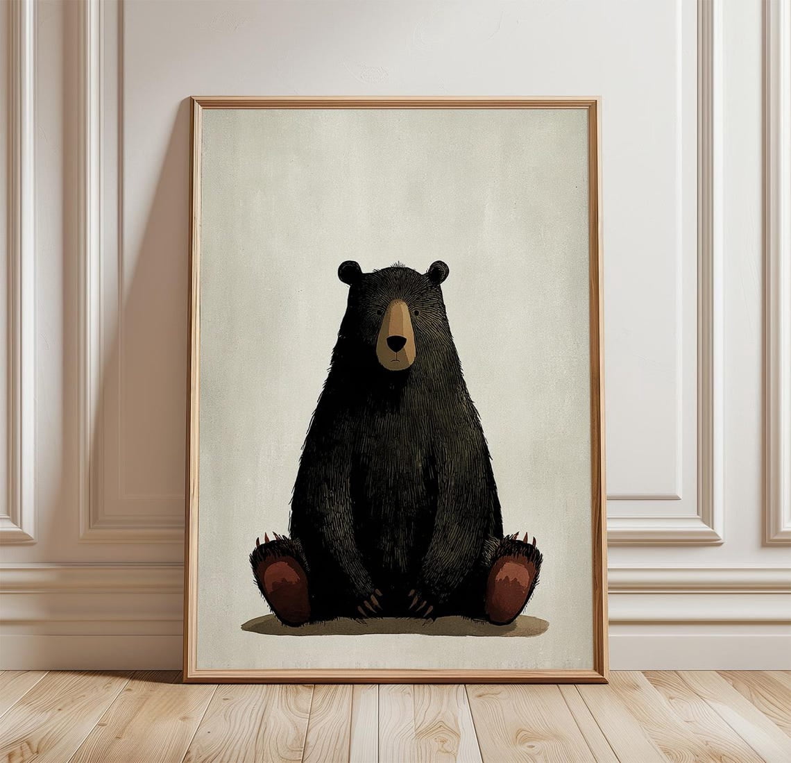 Bear Art Minimal Animal Wall Art Cute Woodland Nursery Decor Unframed ...