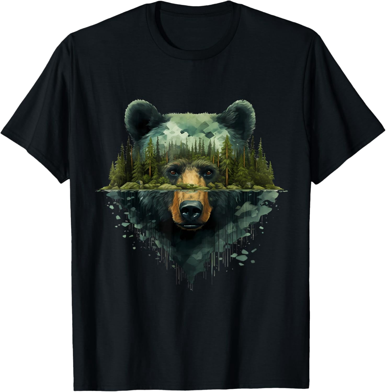 Bear Artwork Portrait Wildlife Forest Nature Animal Art T-Shirt ...