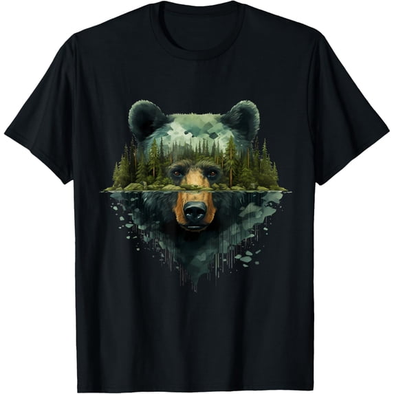 Bear Artwork Portrait Wildlife Forest Nature Animal Art T-Shirt ...