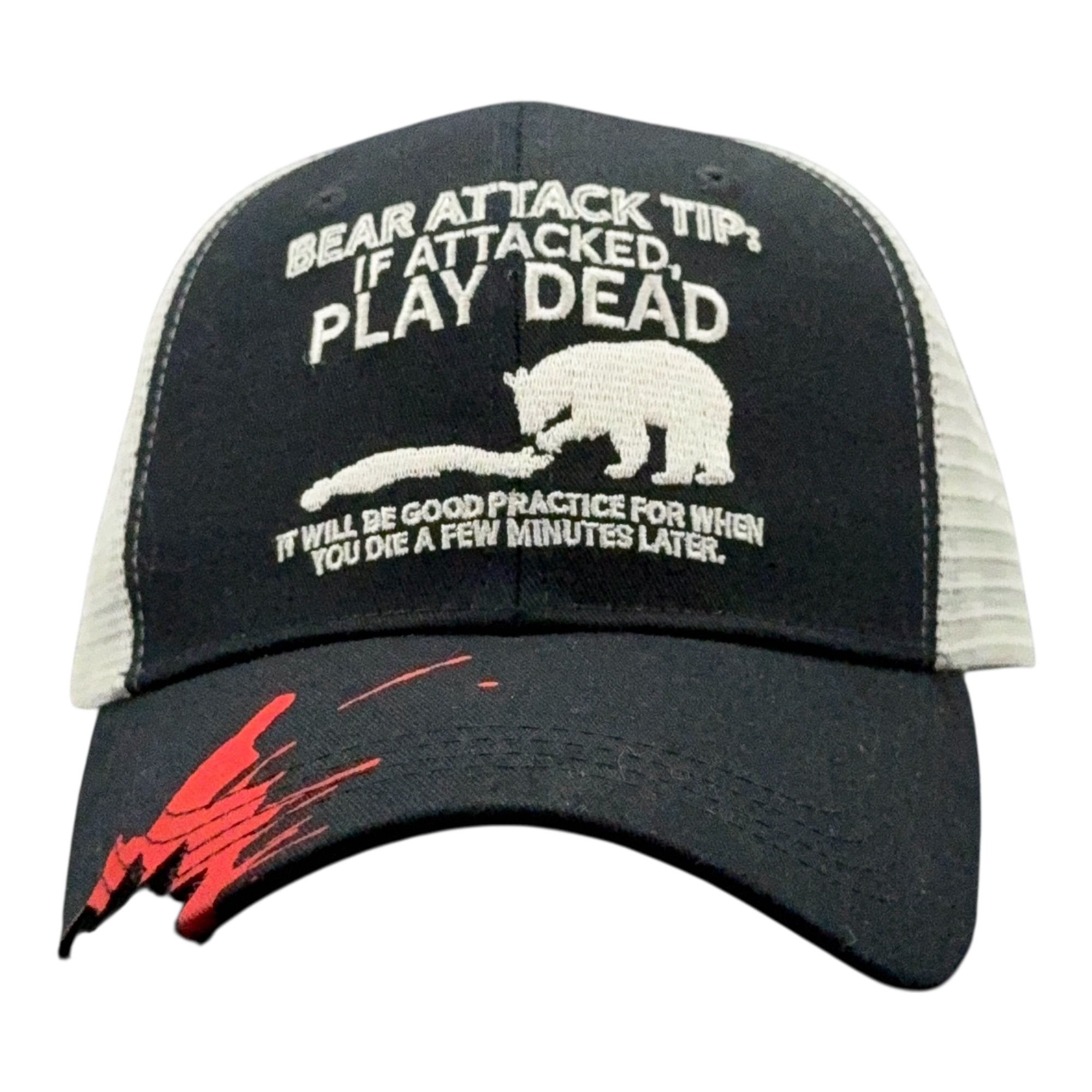 Bear Attack Tip If Attacked Play Dead Hat Funny Sarcastic Special ...