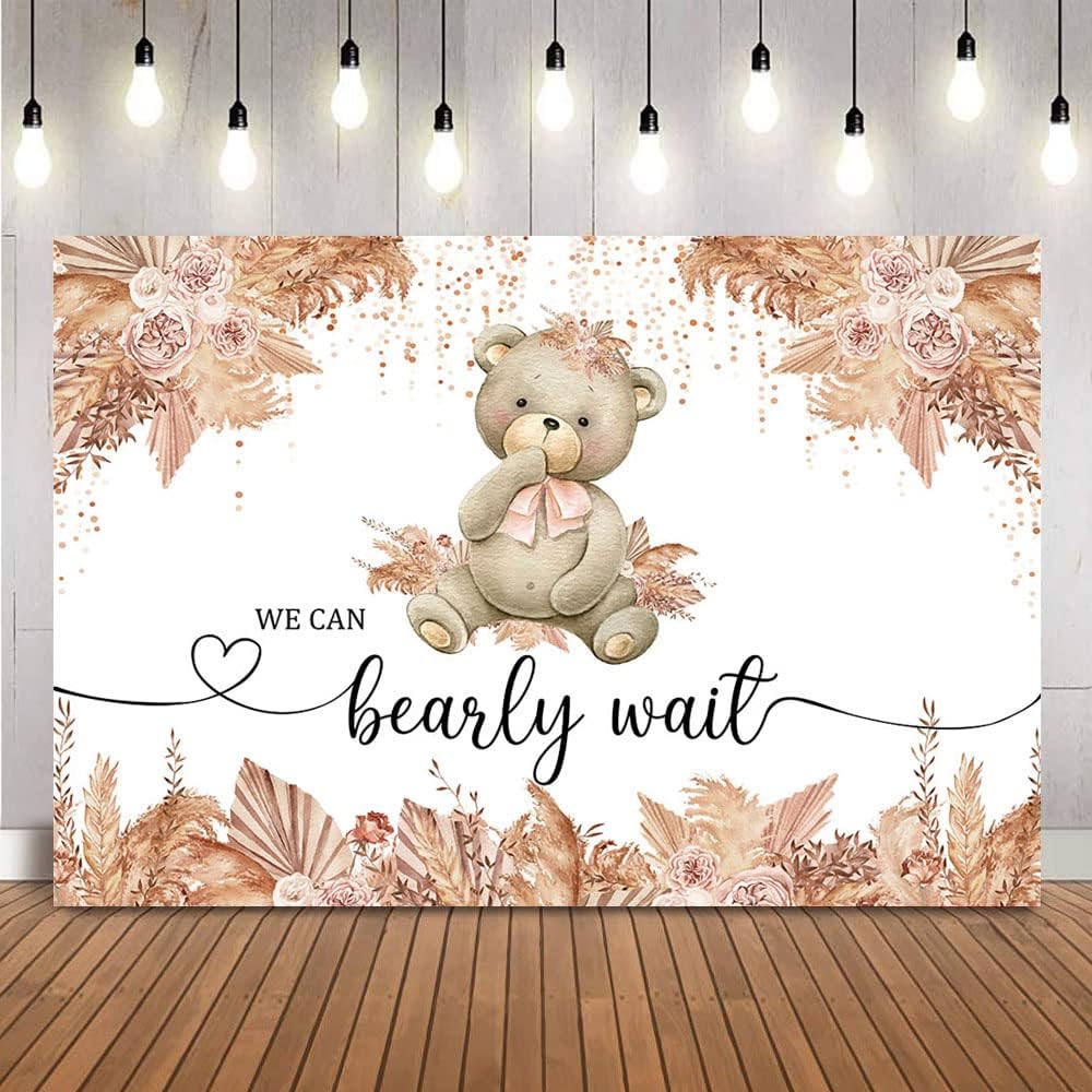 Bear Baby Shower Backdrop We Can Bearly Wait Photography Background ...