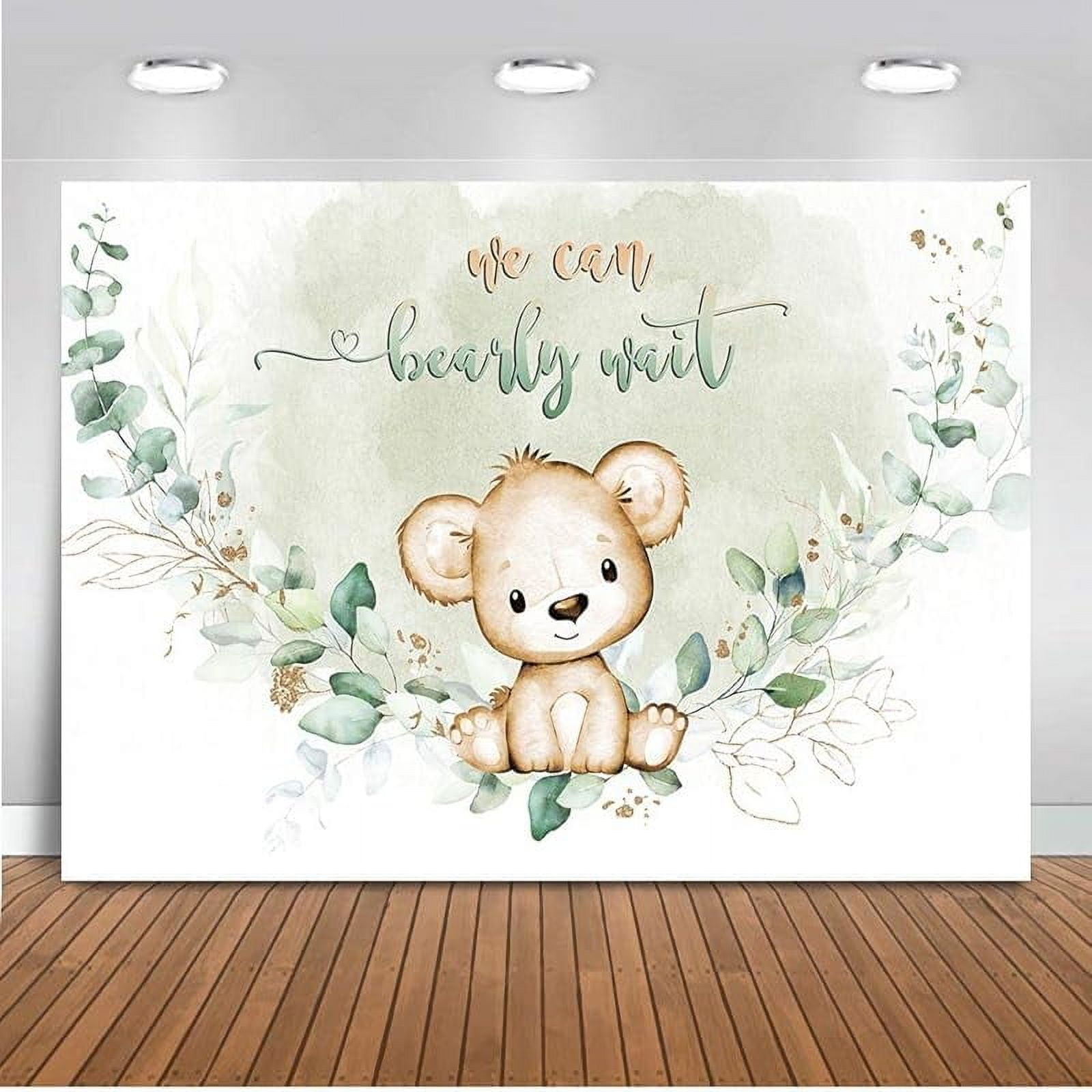Bear Baby Shower Backdrop We Can Bearly Wait Photo Backdrops Watercolor ...