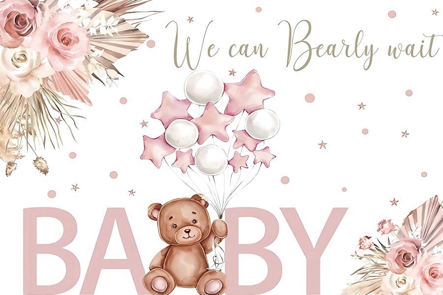Bear Baby Shower Backdrop We Can Bearly Wait to Meet You Kids Birthday ...