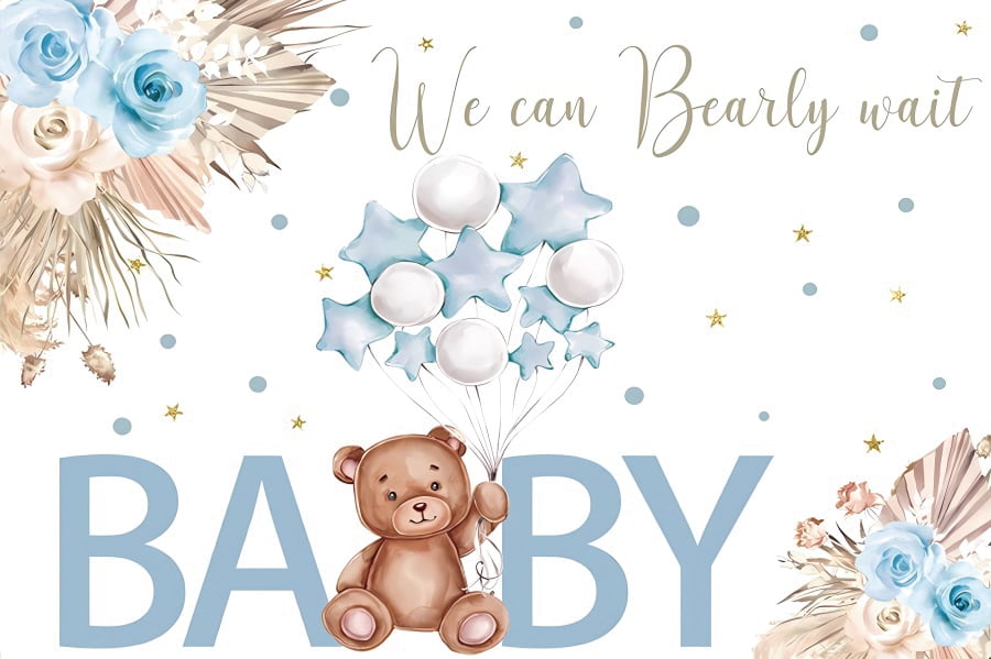 Bear Baby Shower Backdrop We Can Bearly Wait to Meet You Kids Birthday ...
