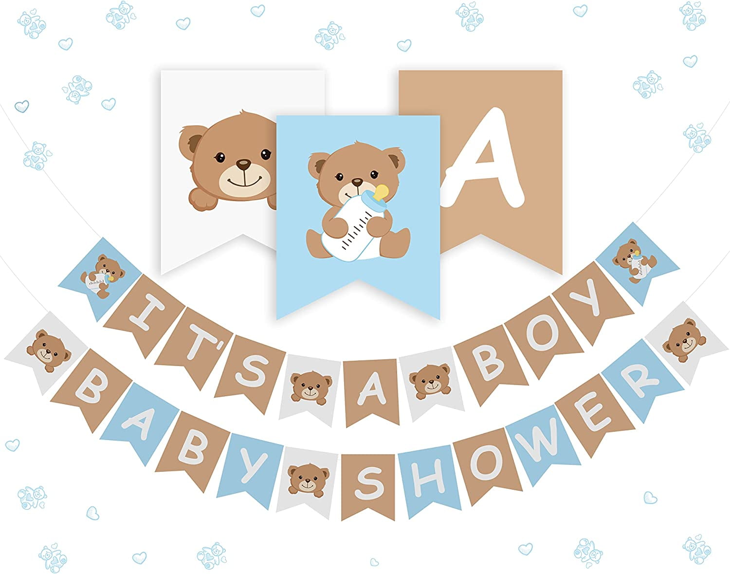 Bear Baby Shower Banner, It’s A Boy Baby Shower Bunting Banner Bear ...