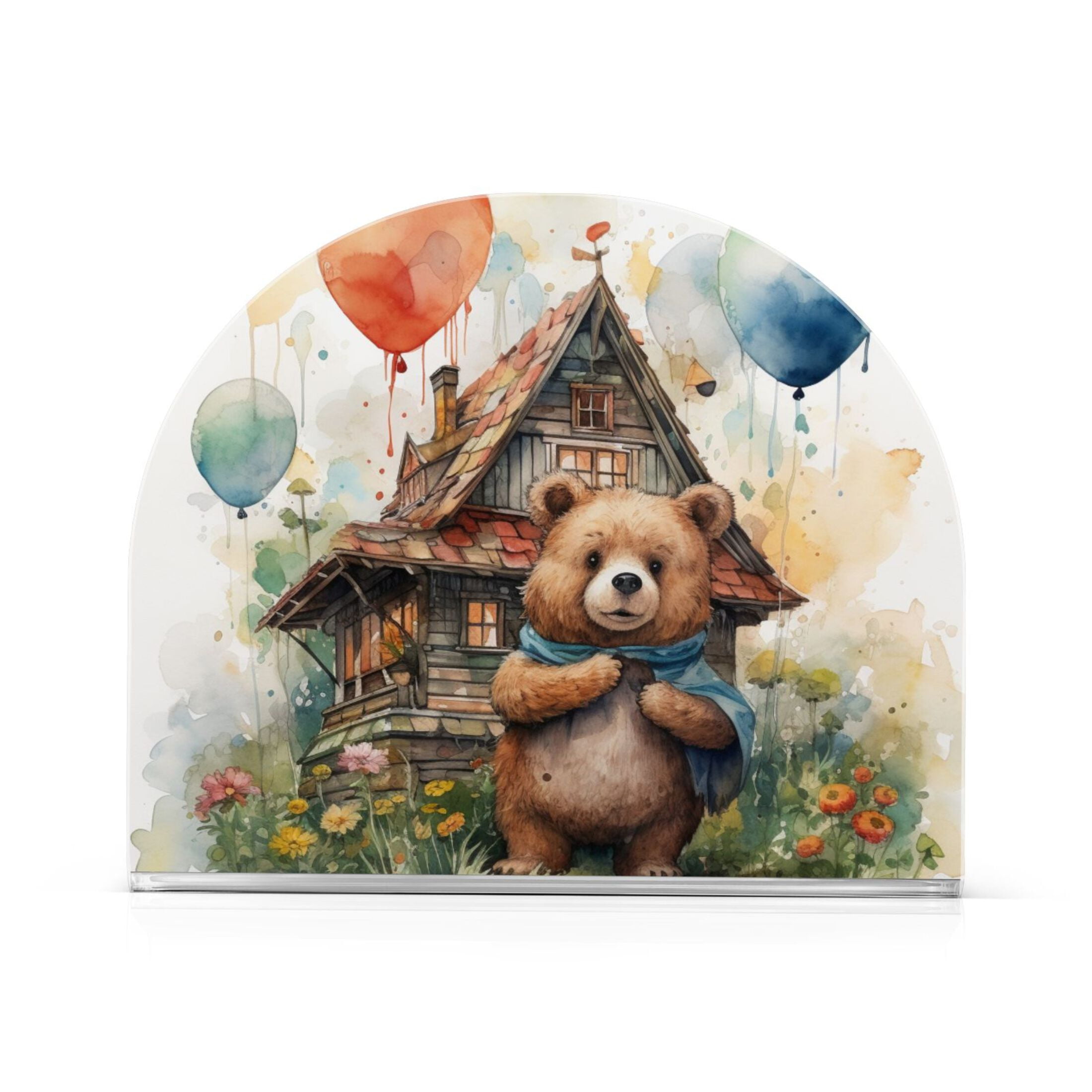 Bear Balloon House Flowers Napkin Holder for Table Clear Napkin Stand ...