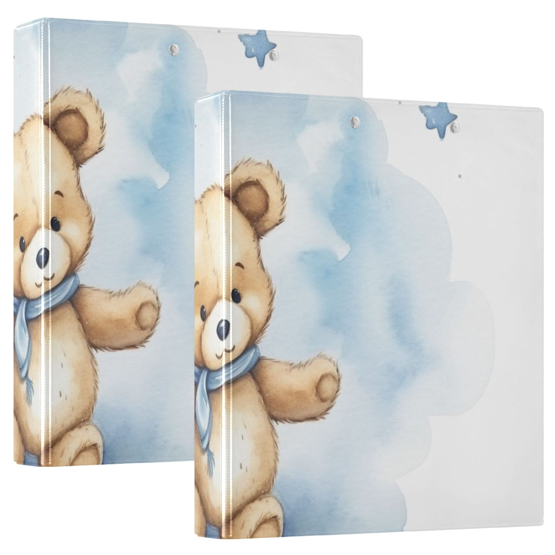 Bear Balloon and Stars 3 Ring Binders 1.5 inch Hardcover File Folders ...