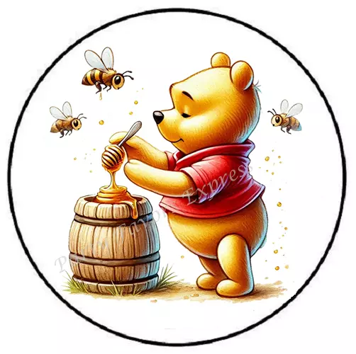 Bear Barrel Of Honey Bees Stickers Party Favors Phone Decal Water ...