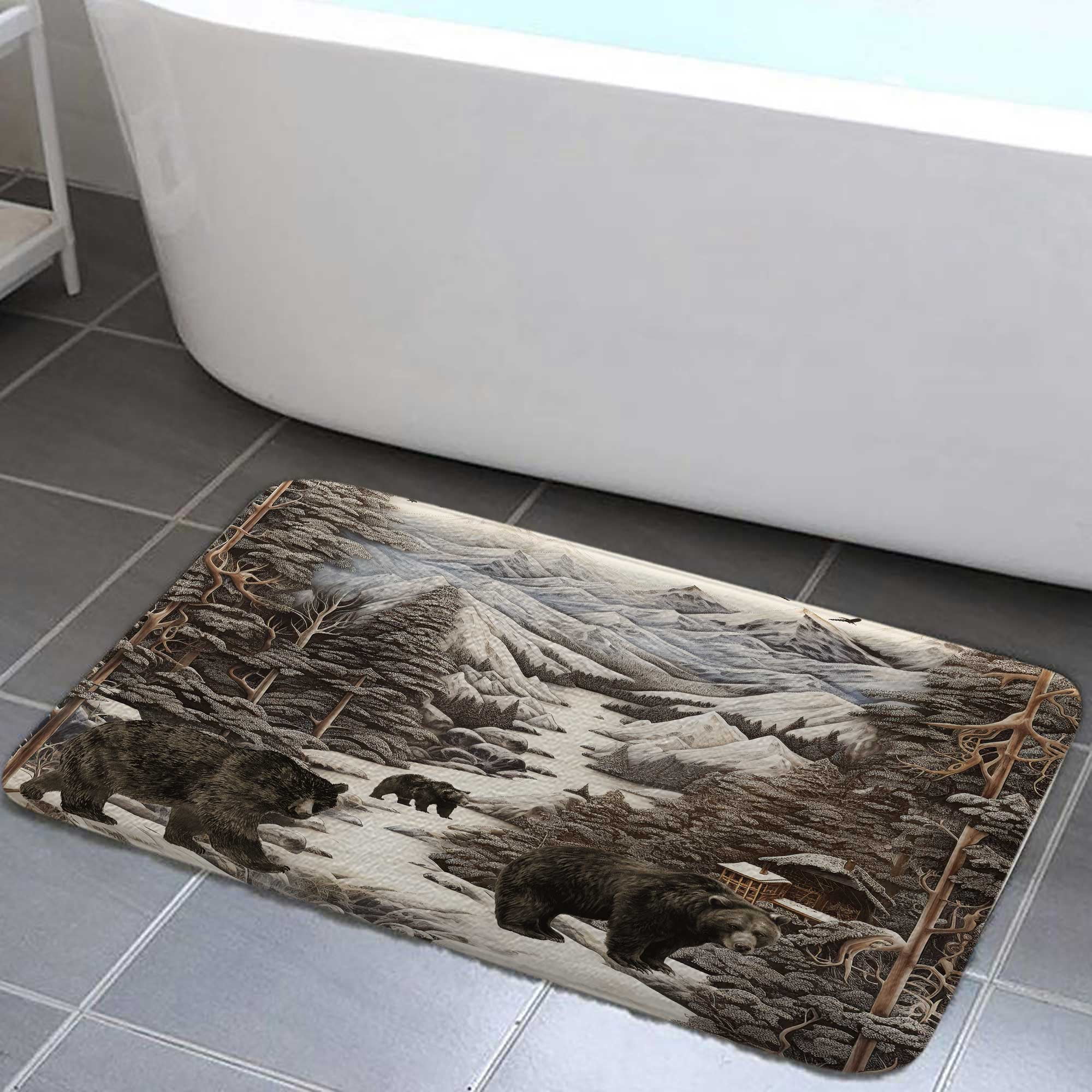 Walmart Bear Bathroom Mat, 16x24in, Brown Mountain Woodland, Non-Slip ...
