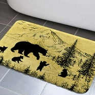 Cabin Bathroom Rugs, Forest Animal Lodge Cabin Vintage Wooden Country ...