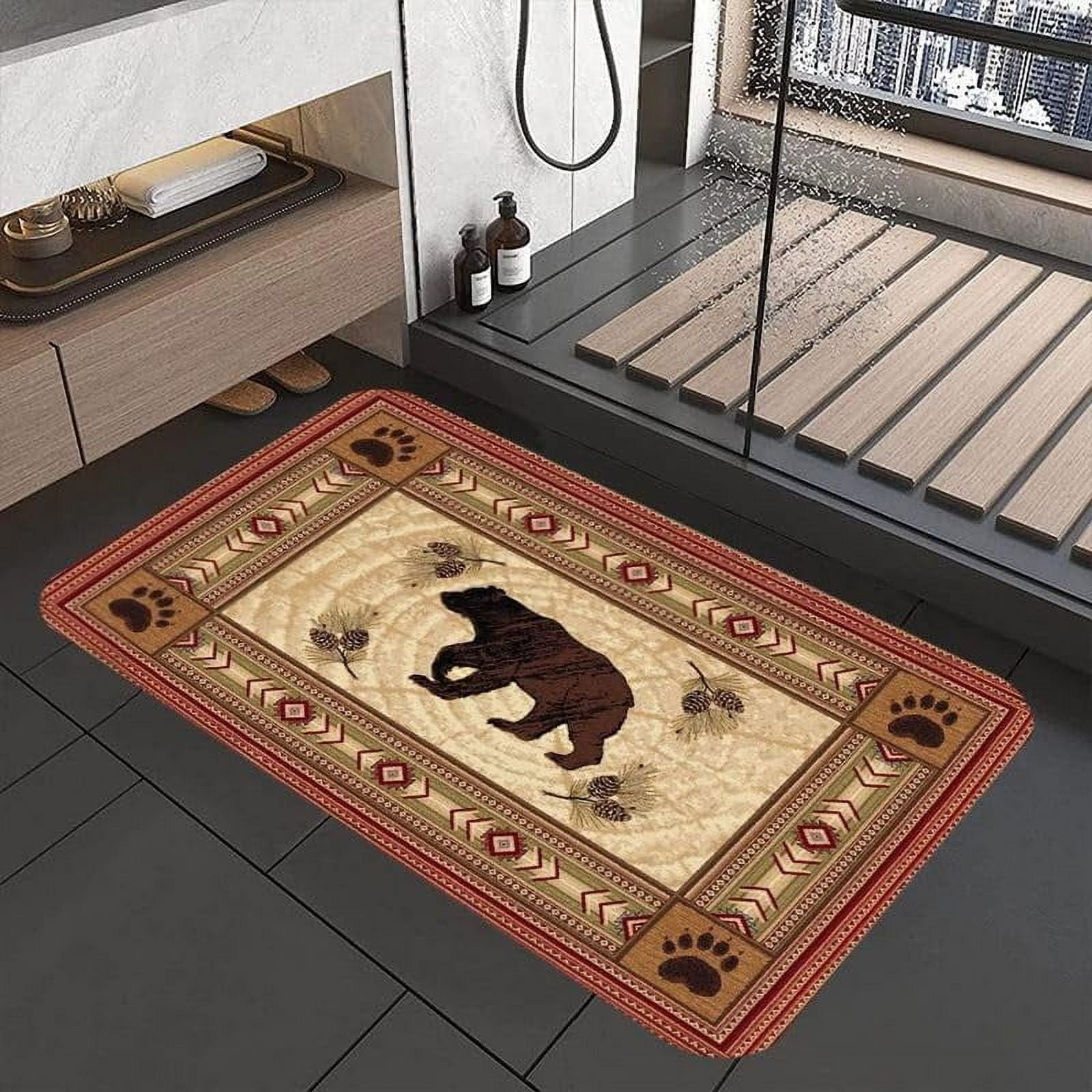Bear Bathroom Rugs Soft Bath Rugs Non Slip, Animal Black Bear Forest ...