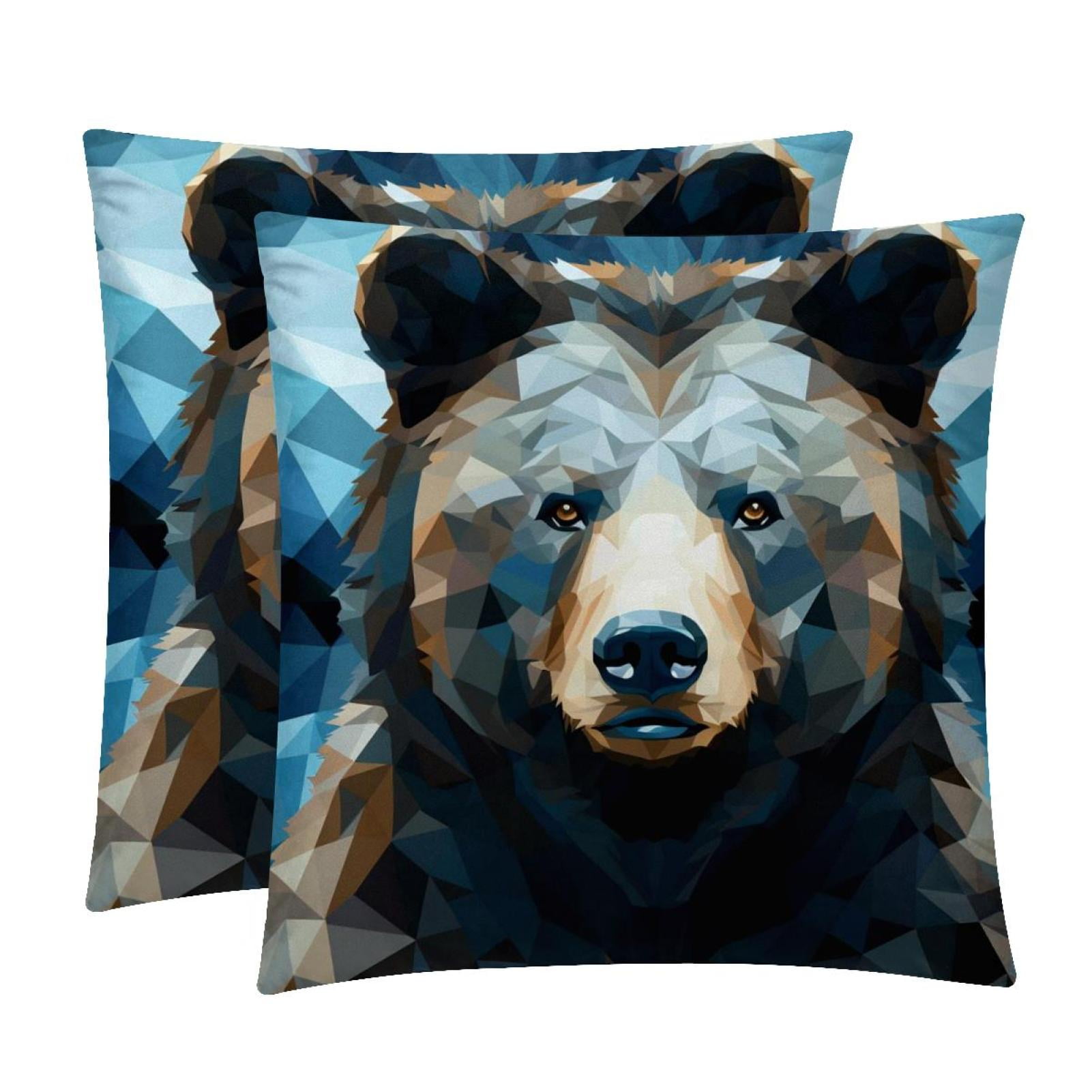 Bear Bed Pillow Covers Set - 2 Decorative Throw Pillow Patterns ...