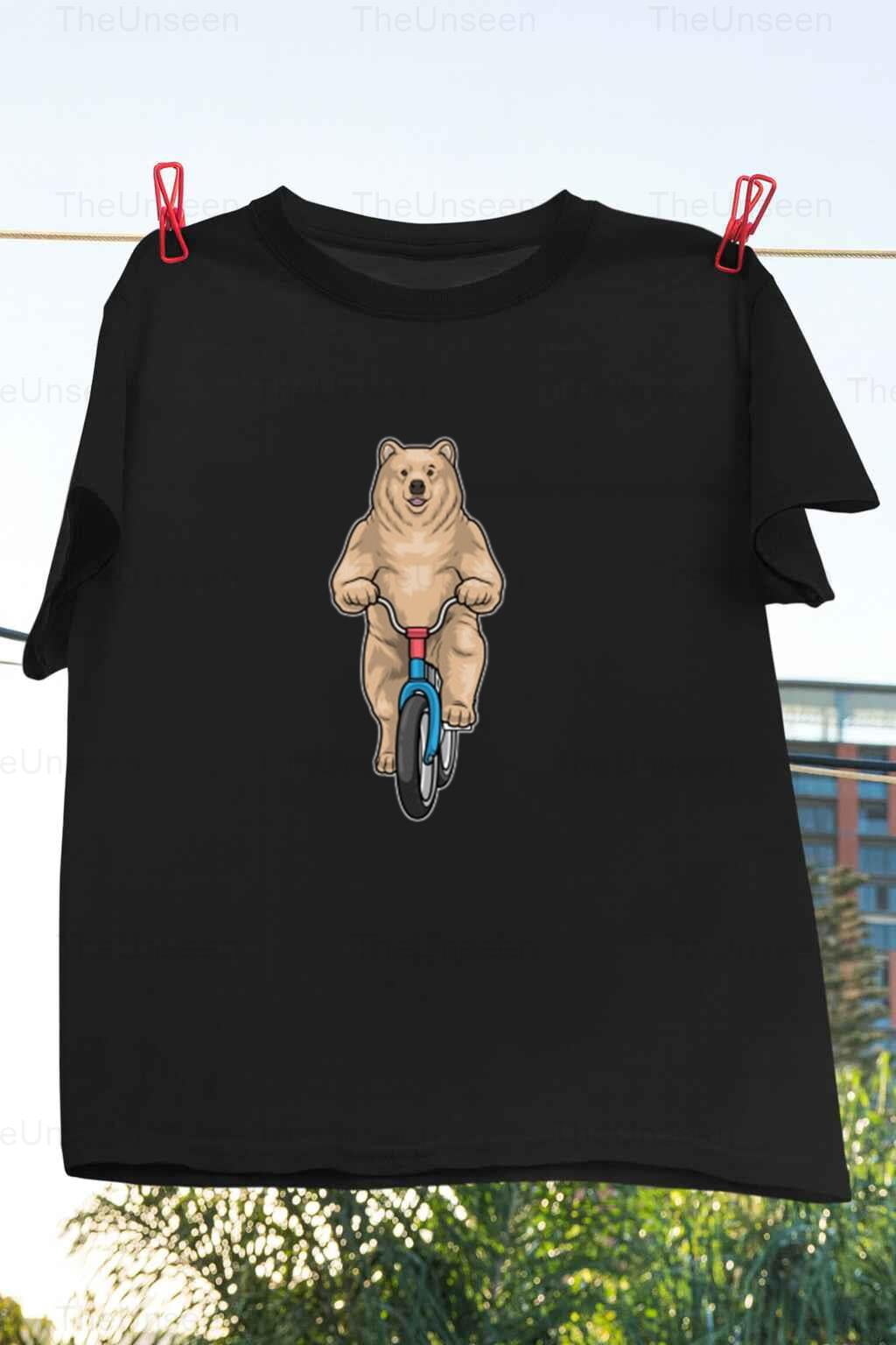 Bear Bicycle Funny Animal Riding Bike Cycle Fun Unisex T-Shirt up to ...
