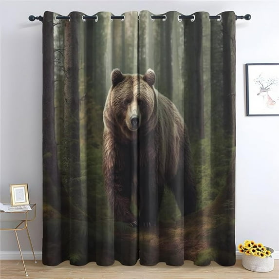 Bear Blackout Curtains For Bedroom Living Room, Forest Animal Curtains ...