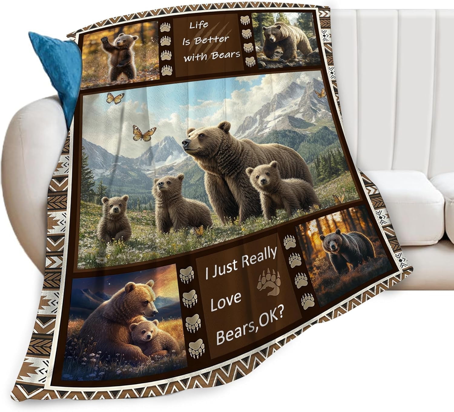Bear Blanket Wild Animal Throw Blankets for Girls Boys Nature Wildlife ...