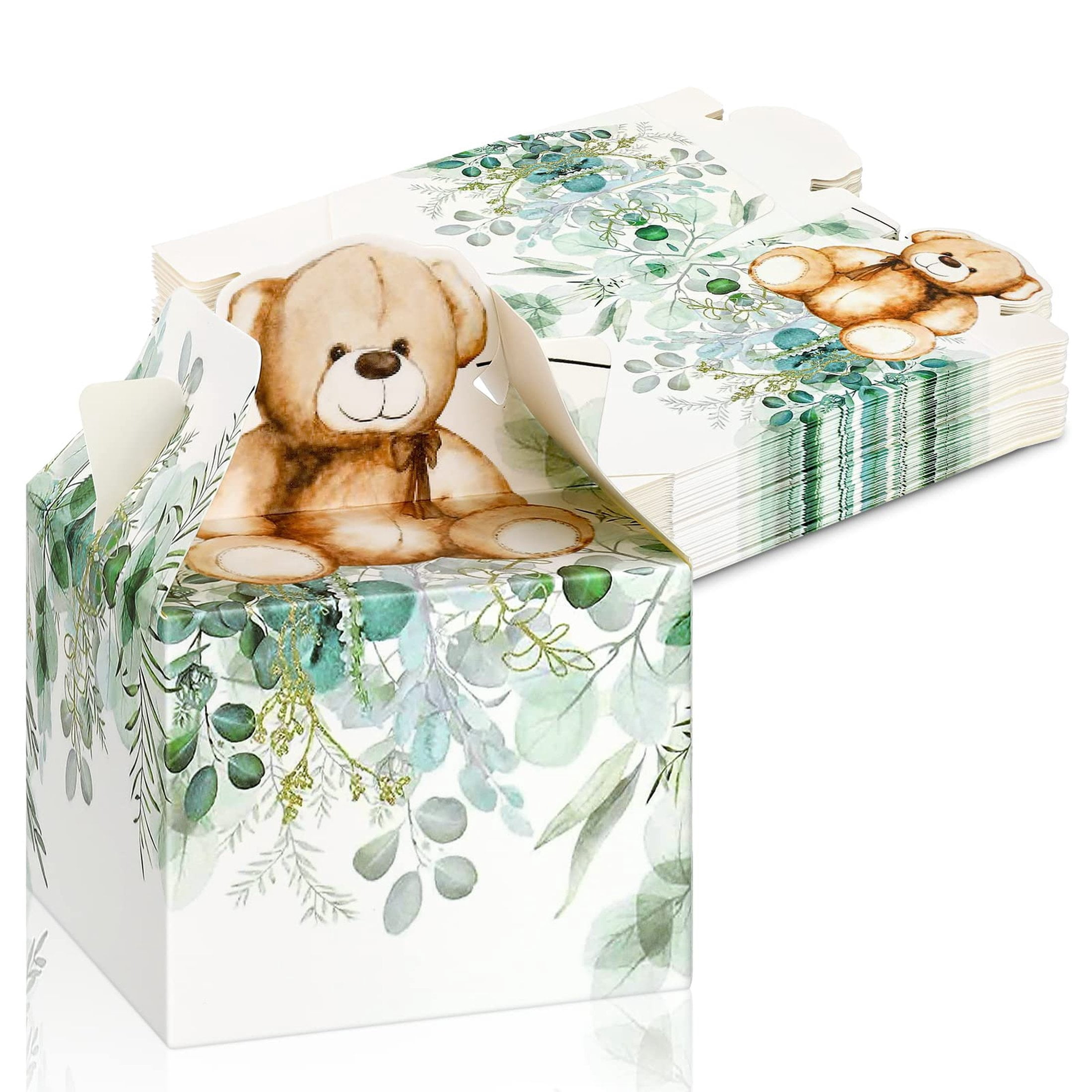 Bear Bliss Baby Shower Favor Boxes - 50 Pack Paper Treat Boxes for Boys ...