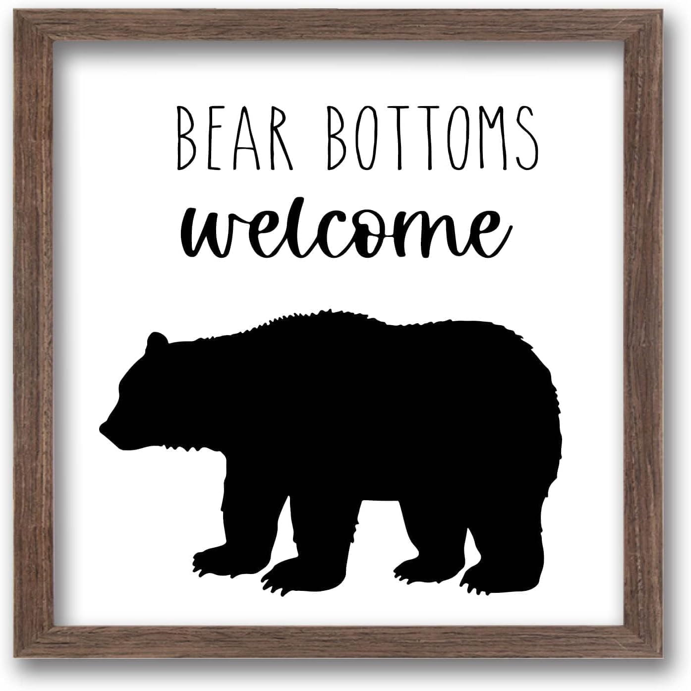 Bear Bottoms Welcome Art Sign Solid Wood Bathroom Sign with Arylic ...