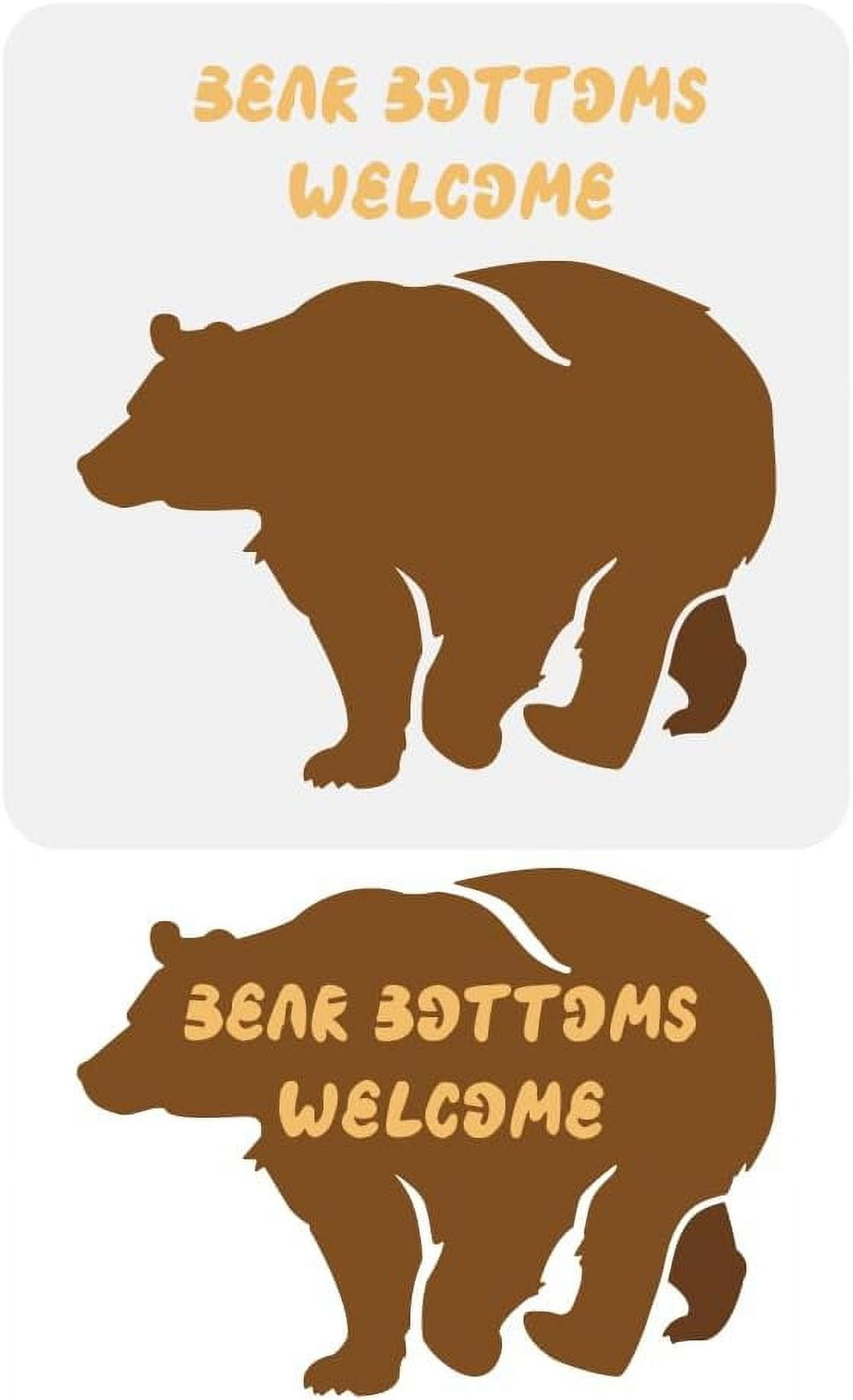 Bear Bottoms Welcome Painting Stencil 11.8x11.8 inch Large Bear Stencil ...