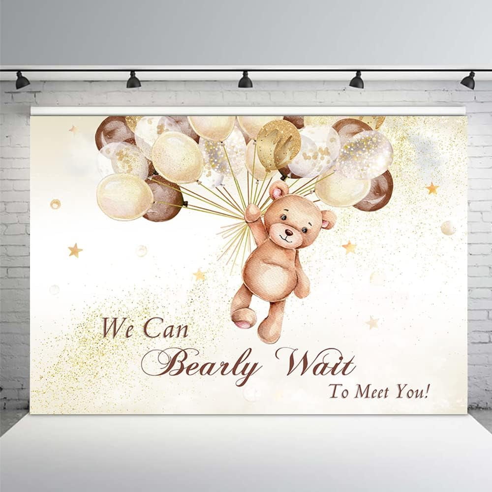 Bear Boy Baby Shower Backdrop We Can Bearly Wait to Meet You Brown ...